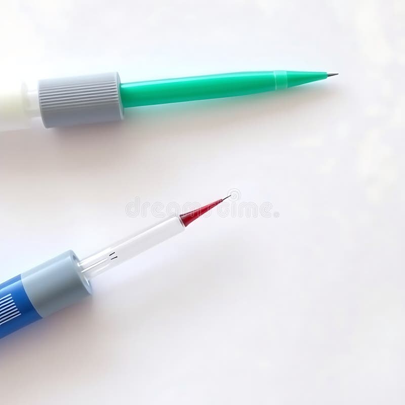 A Disposable Lancet Device for Blood Sampling, Lying Flat on a White ...