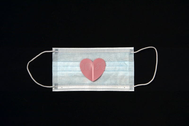Disposable Medical Mask with Hearts. Stock Photo - Image of black, gray ...
