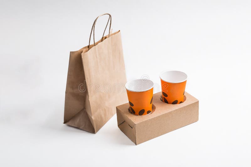 Disposable Packaging for Food Delivery on a White Background Stock ...
