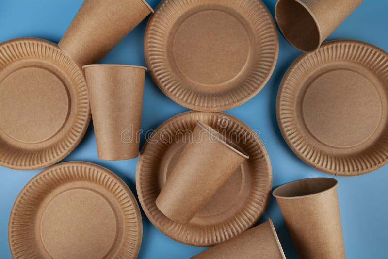 Disposable Paper Biodegradable Cups and Plates Stock Image - Image of ...