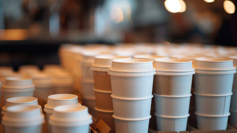 Disposable Paper Coffee Cups Arranged in a Pattern, Eco Friendly ...