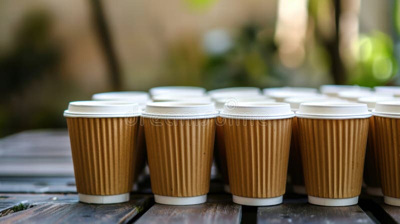 Disposable Paper Coffee Cups Arranged in a Pattern, Eco Friendly ...