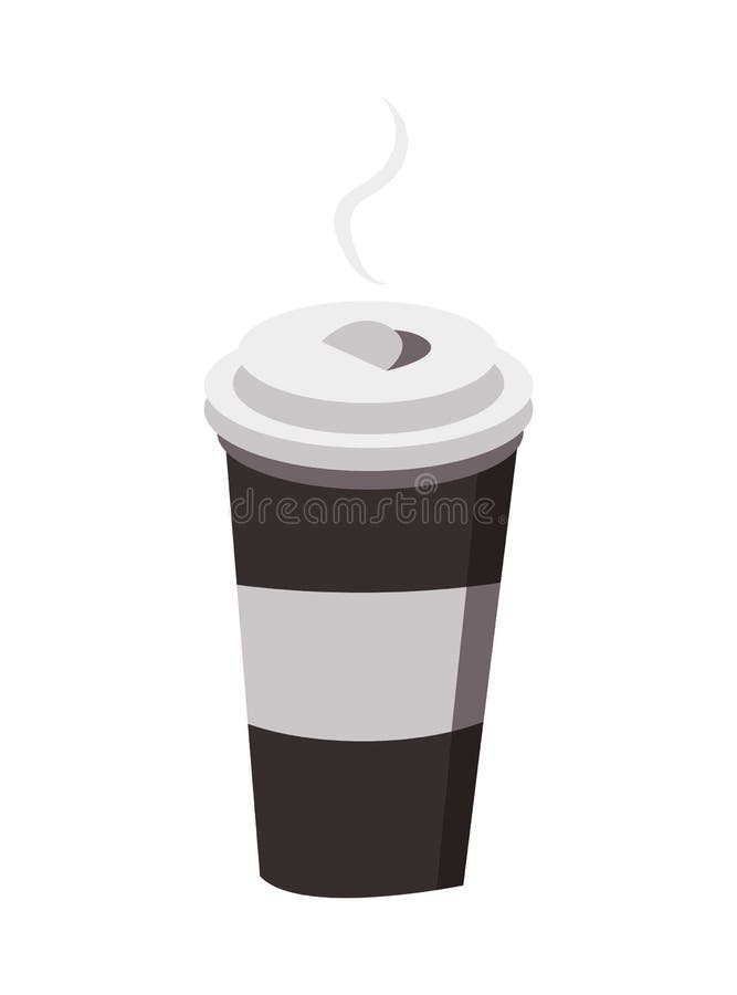 Disposable Plastic Coffee Cup with Hot Coffee in Flat Style. Plastic ...