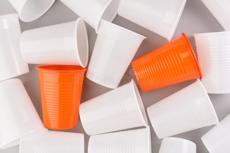 Disposable Plastic Cups Isolated on Grey Background Stock Photo - Image ...