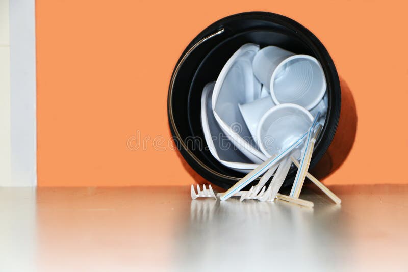 Disposable Plastic Dishes in the Trash Stock Image - Image of container ...