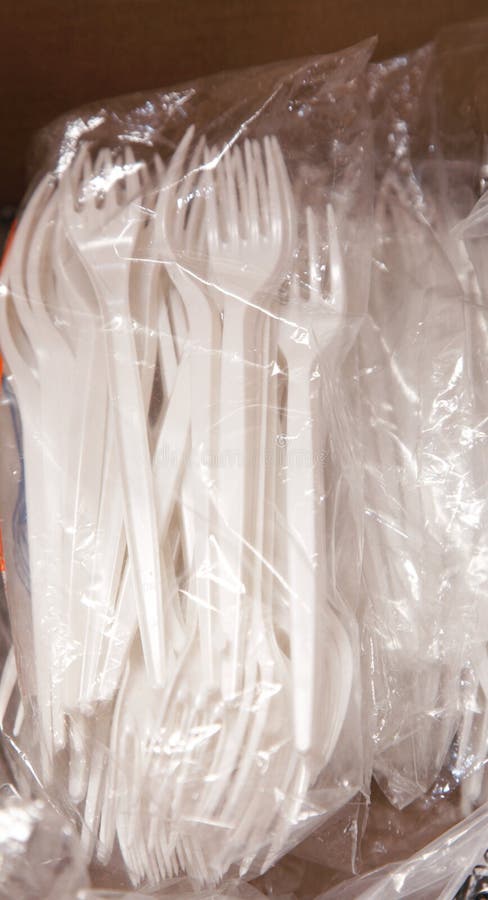 Disposable Plastic Utensils Cups and Spoons Stock Image - Image of ...