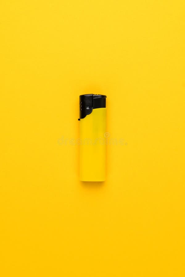 Plastic Lighter on Yellow Background Stock Photo - Image of burn, light ...