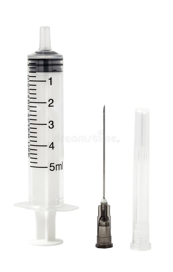 Disposable Plastic Syringe, Detached Needle and Protective Cap ...