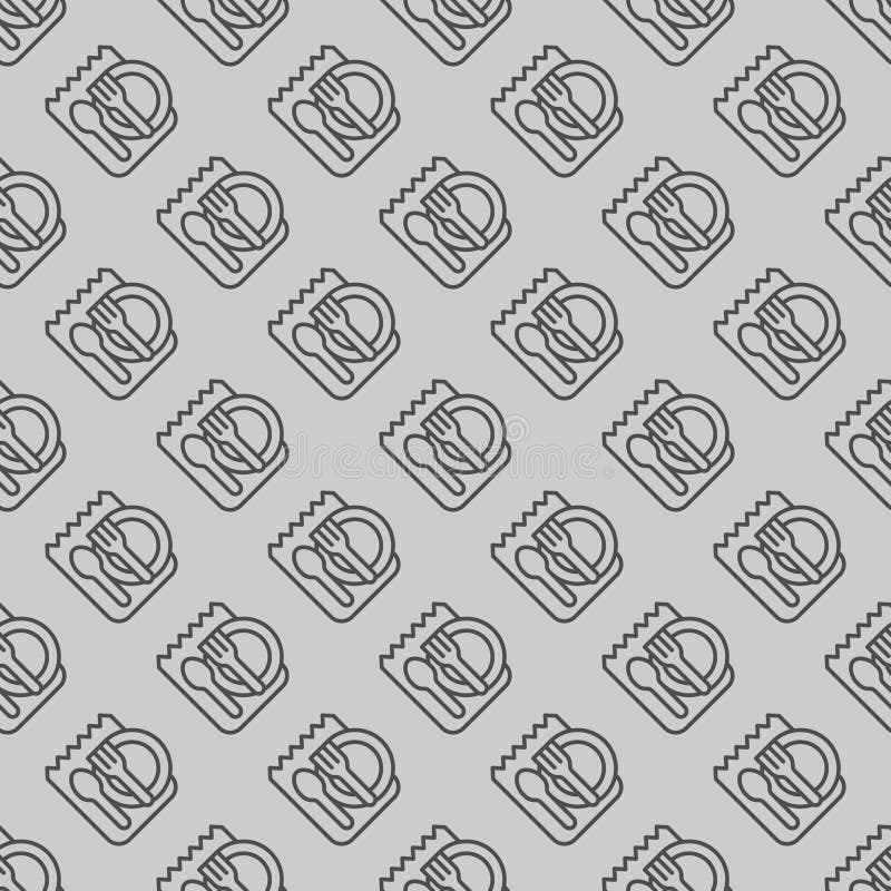 Disposable Plastic Tableware Line Seamless Pattern, Culinary Cooking Theme. Vector Graphics ...