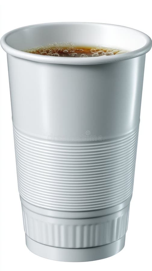Disposable Polystyrene Cup Filled with Brown Liquid and White Bubbles ...
