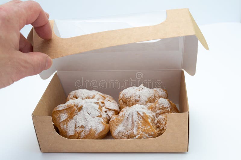 Disposable Protective Cardboard Box with Cake Stock Image - Image of ...