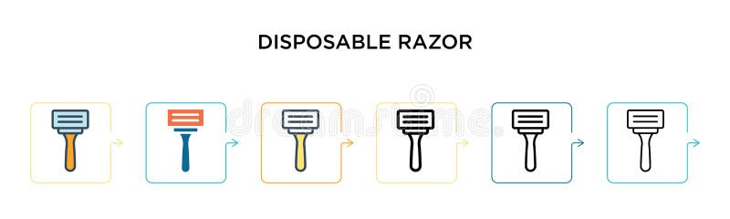 Disposable Razor Vector Icon in 6 Different Modern Styles. Black, Two ...