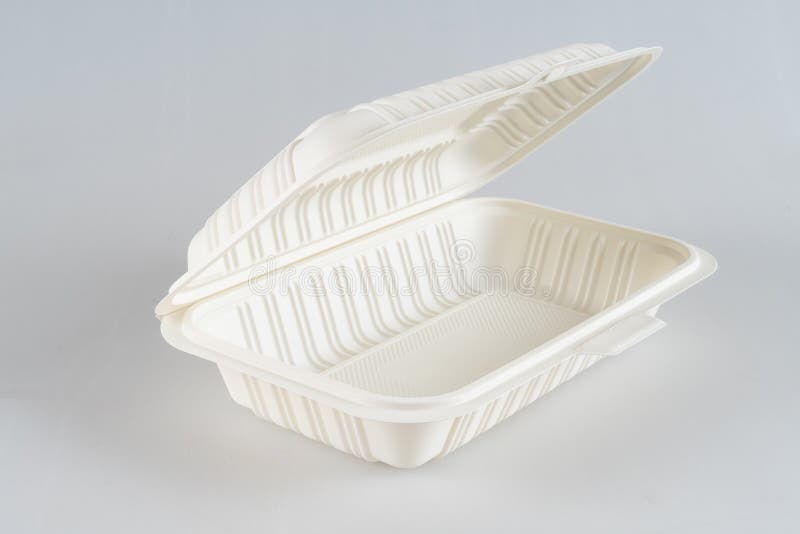 Disposable, Rectangular Plastic, White Food Container Isolated on a ...