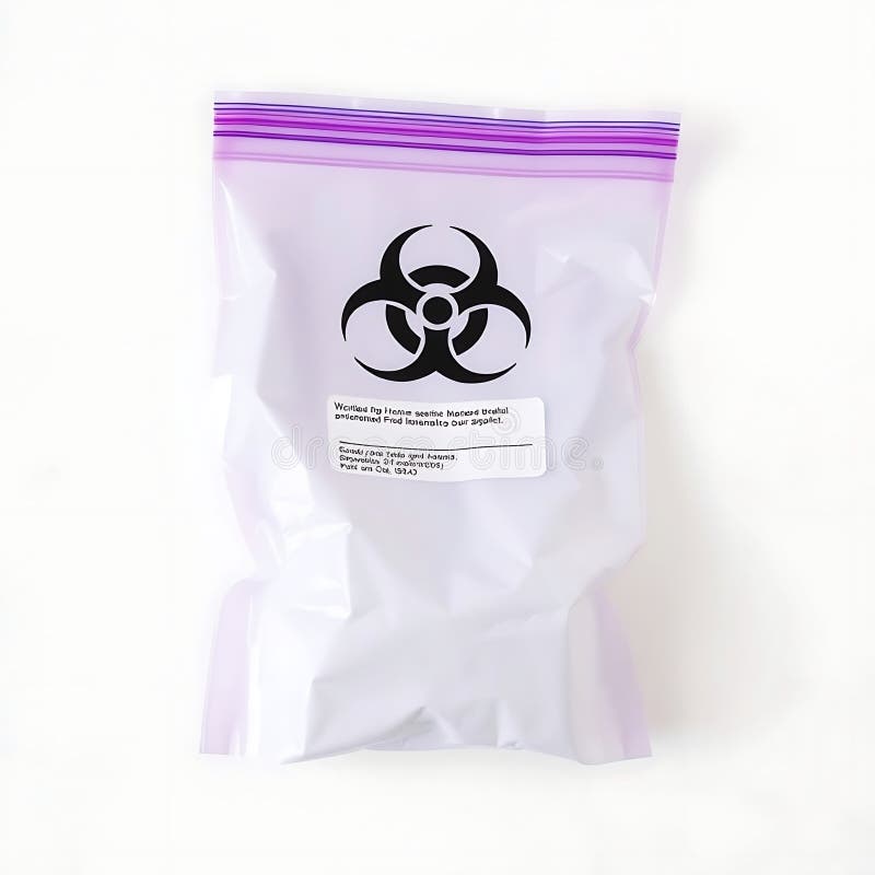 A Disposable Specimen Bag with Biohazard Symbol, Placed on a Clean ...