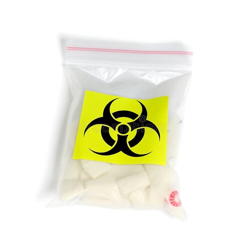A Disposable Specimen Bag with Biohazard Symbol, Placed on a Clean ...