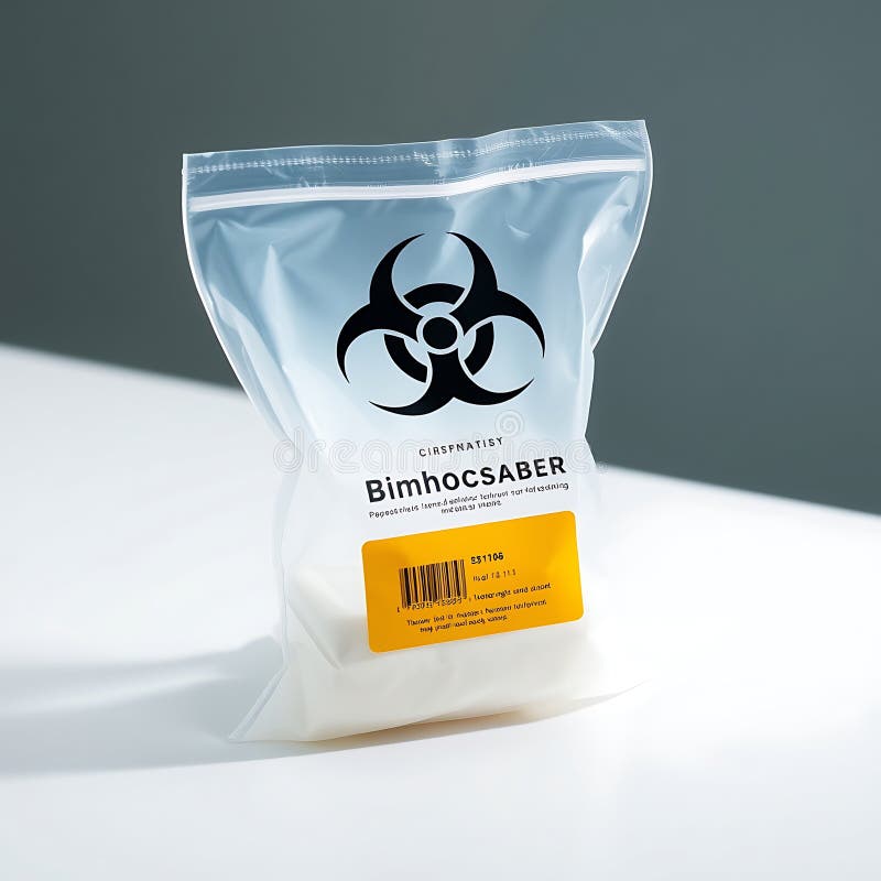 A Disposable Specimen Bag with Biohazard Symbol, Placed on a Clean ...
