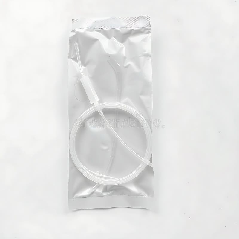A Disposable Suction Catheter in Sterile Packaging Displayed on a Clean ...
