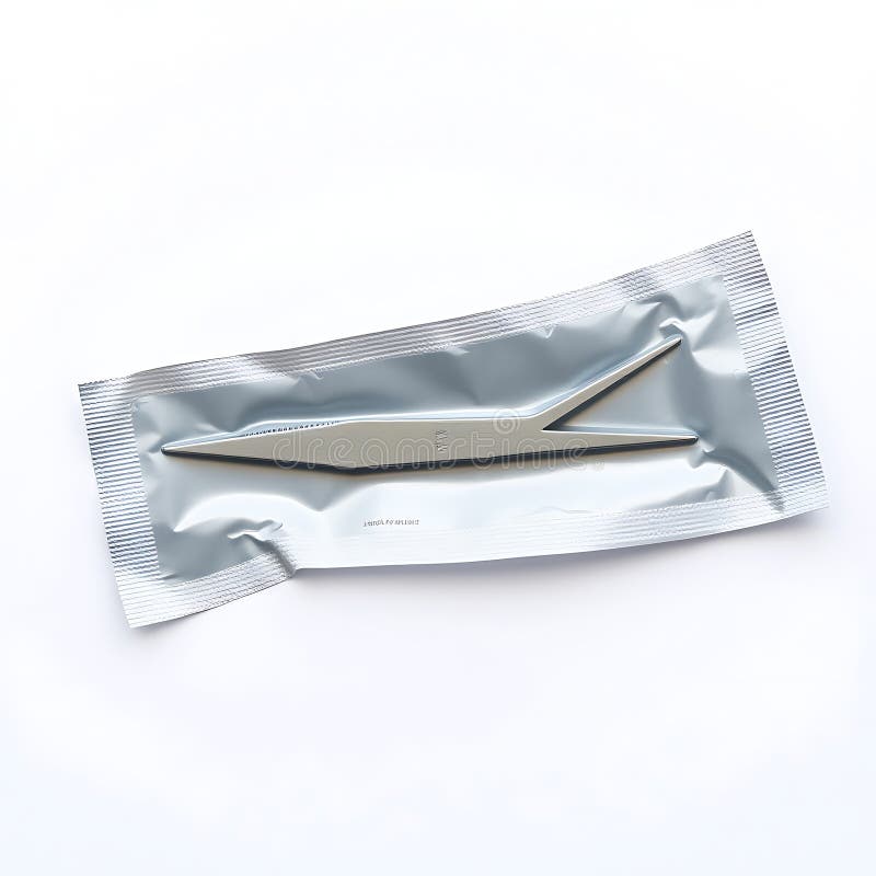 A Disposable Surgical Blade in Sterile Packaging Lying Flat on a White ...