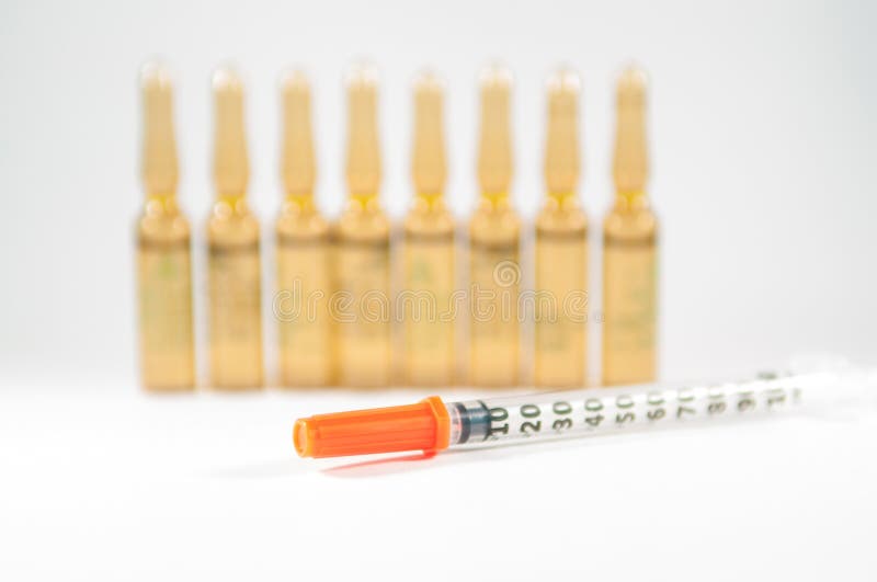Brown Injection Ampule Show Medicine Background Stock Photo - Image of ...
