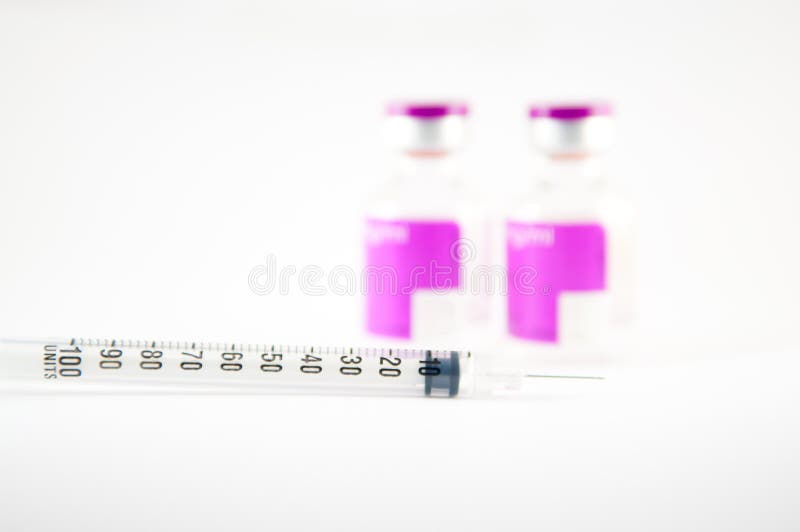 Red Cap and Purple Label Injection Vials Stock Image - Image of health ...