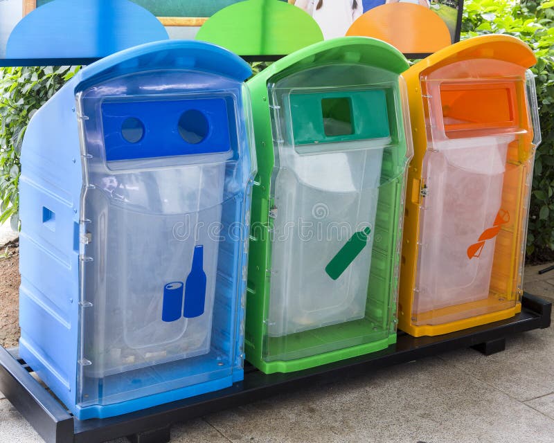 Separate Waste Collection. Modern Trash Bins for Household Waste ...