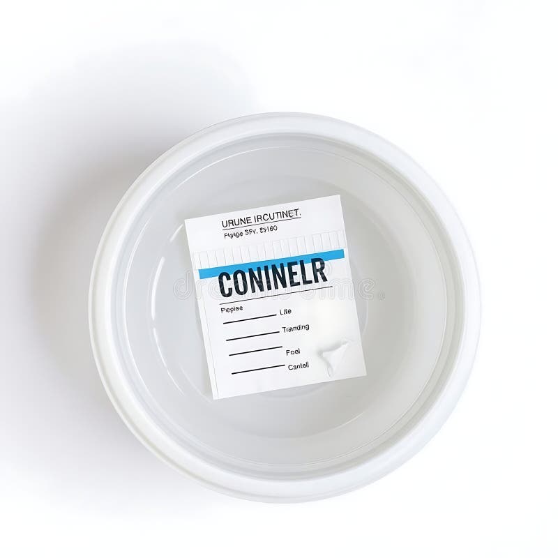 A Disposable Urine Collection Container with a Lid, Placed Flat on a ...