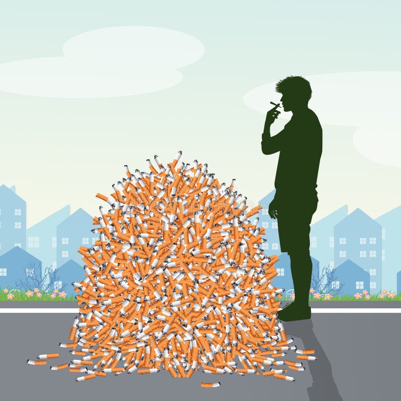 Disposal of Cigarette Butts Stock Illustration - Illustration of city ...
