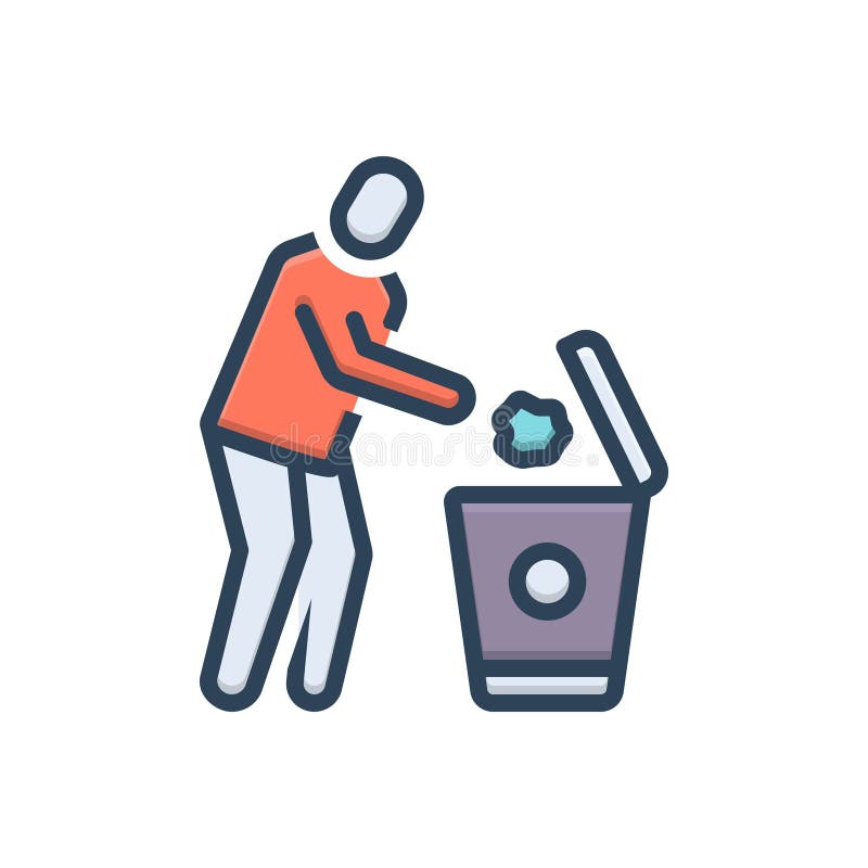 Color Illustration Icon for Dispose, Throw and Dustbin Stock ...