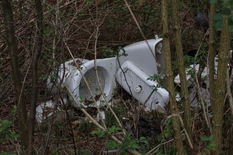 Disposed of Toilet in Nature Stock Image - Image of enviromental ...