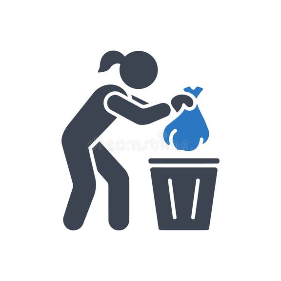 Disposing Trash Icon stock vector. Illustration of disposal - 373151684