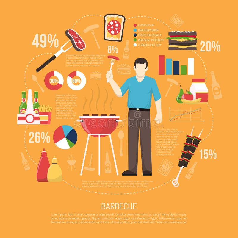 Disposition Plate D'Infographics De Barbecue Illustration de Vecteur ...