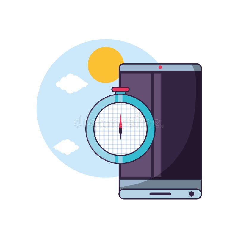 Dispositivo De Guía De Brújula Con Smartphone Stock de ilustración - Ilustración de vector ...