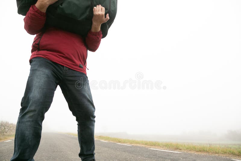 Dispossessed Man on the Road with Suitcase , Victim of War Stock Photo ...