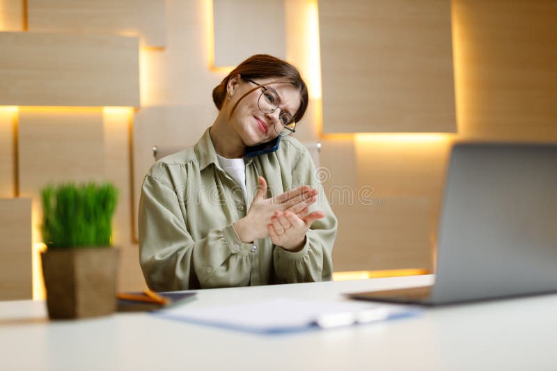 Dispute on the Phone, Annoyed Woman Has a Conversation with Tech ...