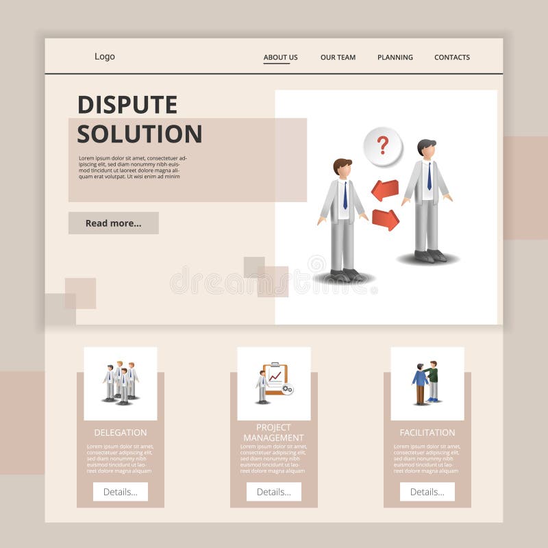 Dispute Solution Flat Landing Page Website Template. Delegation ...