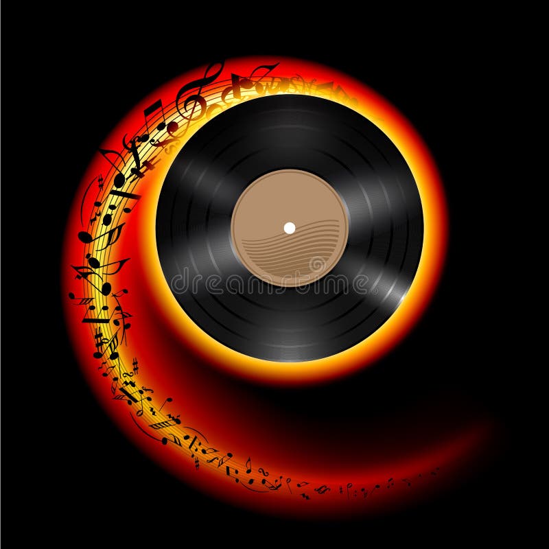 Disque Vinyle Avec Des Notes De Musique Illustration de Vecteur ...