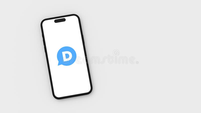 Disqus Logo on Mobile Phone Screen on Gray Background with Copy Space ...