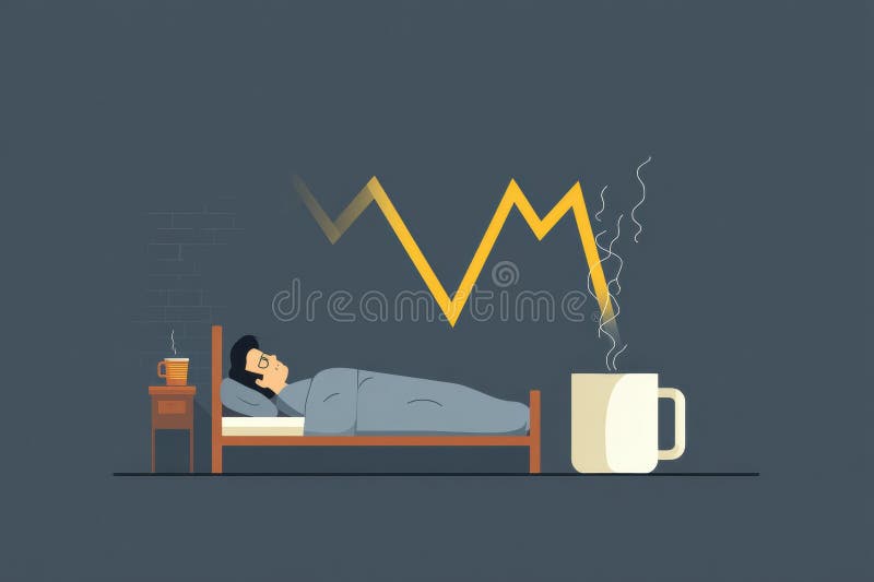Disrupted Sleep Cycle Illustrated with Coffee Effects on Rest Pattern ...