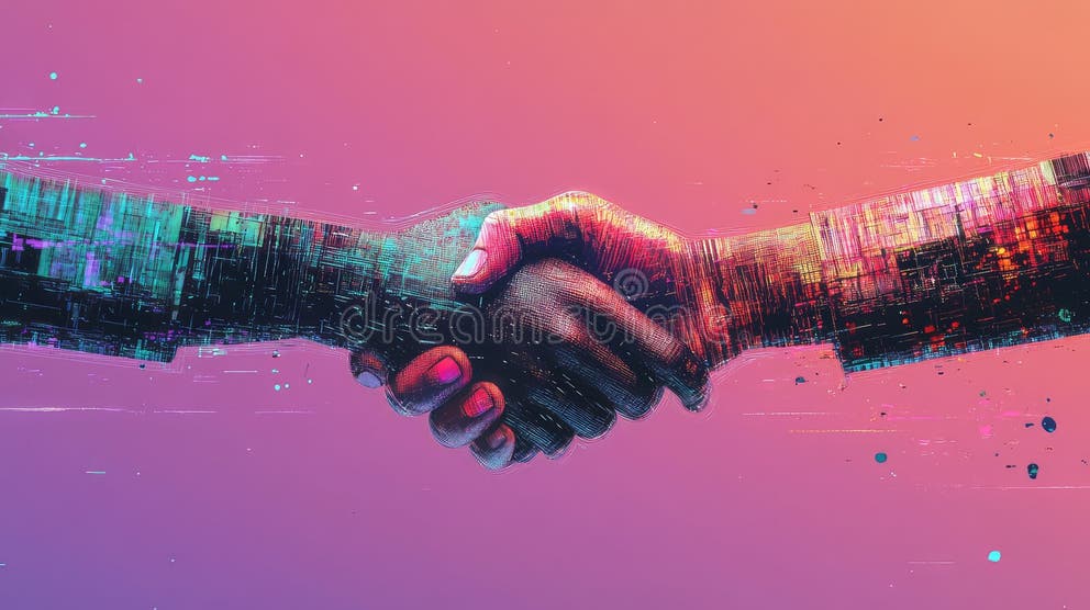 Disruption Glitching Handshake Stock Illustration - Illustration of ...