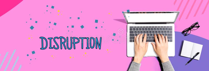 Disruption Theme with Person Using a Laptop Stock Image - Image of hand ...