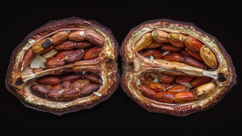 A Dissected Cacao Fruit with the Seeds Removed To Highlight the ...