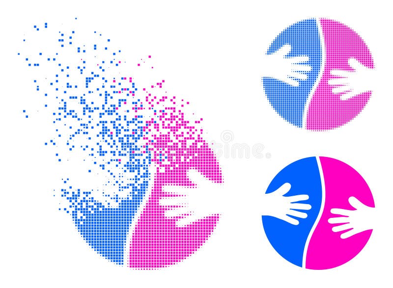 Dissipated Dotted and Original Cooperation Hands Icon Stock Vector ...