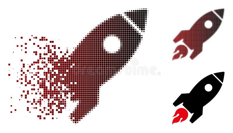 Dissipated Pixel Halftone Rocket Launch Icon Stock Vector ...