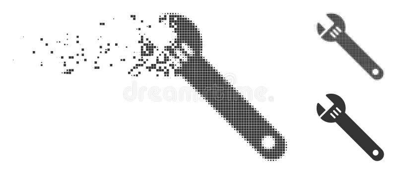 Dissipated Pixel Halftone Spanner Icon Stock Vector - Illustration of ...