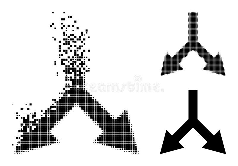 Dispersed and Halftone Dotted Bifurcation Arrow Down Glyph Stock Vector ...