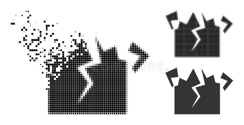 Dissipated Pixel Destruction Icon with Halftone Version Stock Vector ...