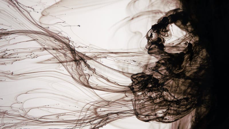 Dissolution of Black Paint on a White Background. Injection of Paints ...