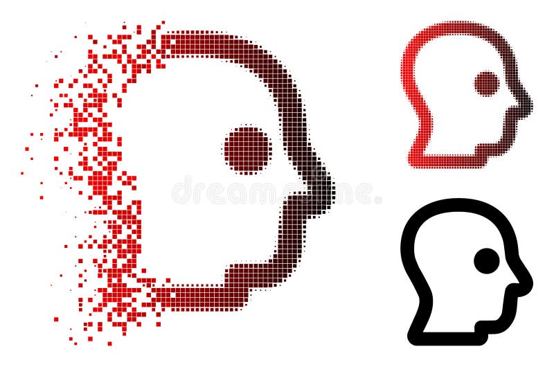 Dissolved Dot Halftone Head Profile Icon Stock Vector - Illustration of ...