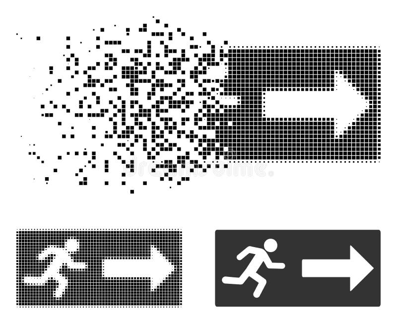 Dissolved Dotted Halftone Emergency Exit Icon Stock Vector ...