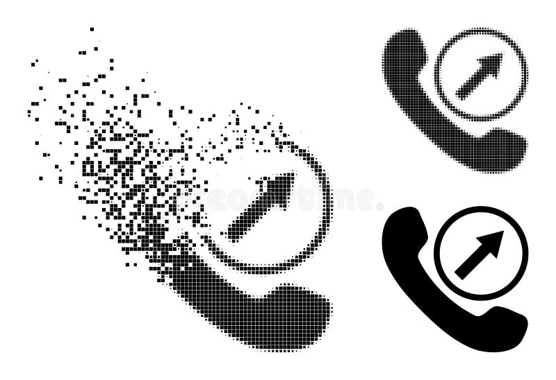Dissolved and Halftone Pixelated Outgoing Call Glyph Stock Vector ...